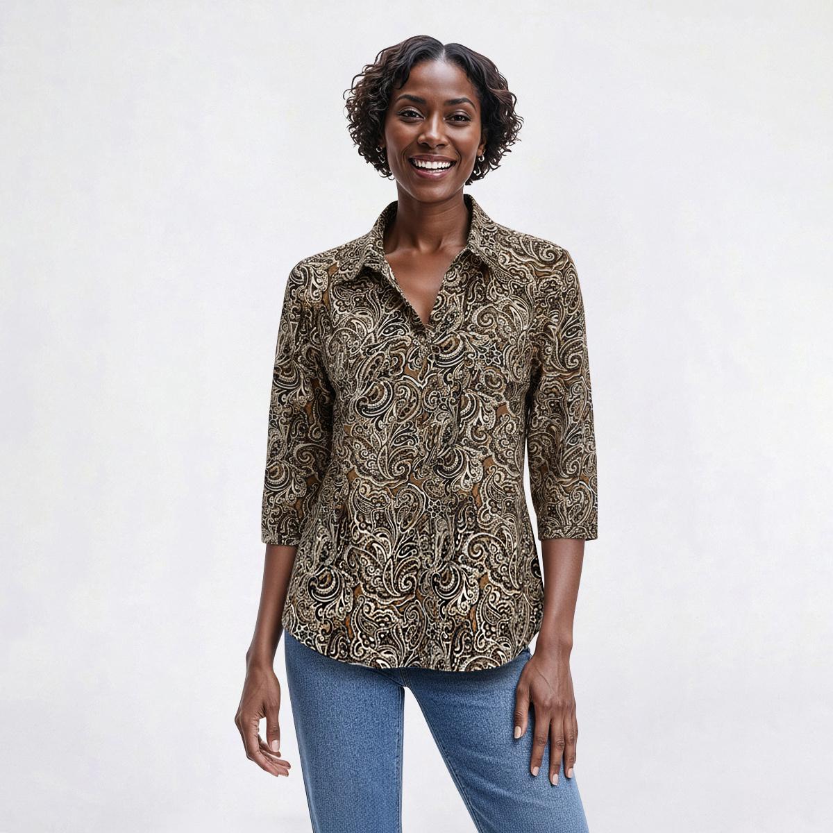 Click here for Womens Emily Daniels 3/4 Sleeve Paisley Jacquard B... prices